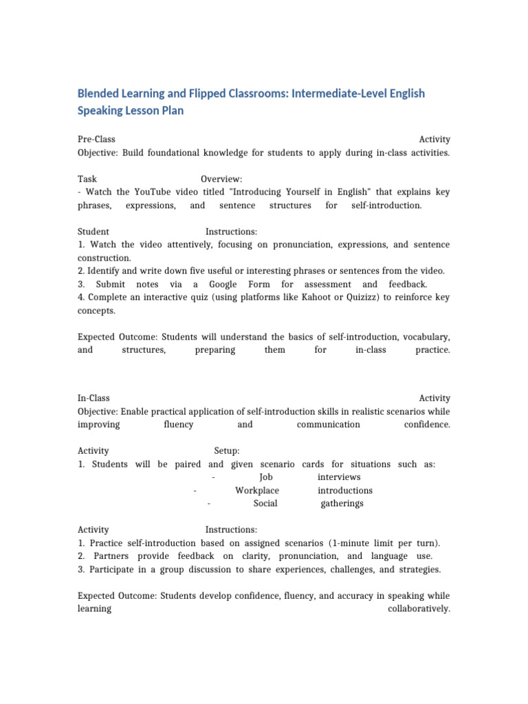 Flipped_Classroom_Assignment_Parallel_Text | PDF | Learning | Fluency