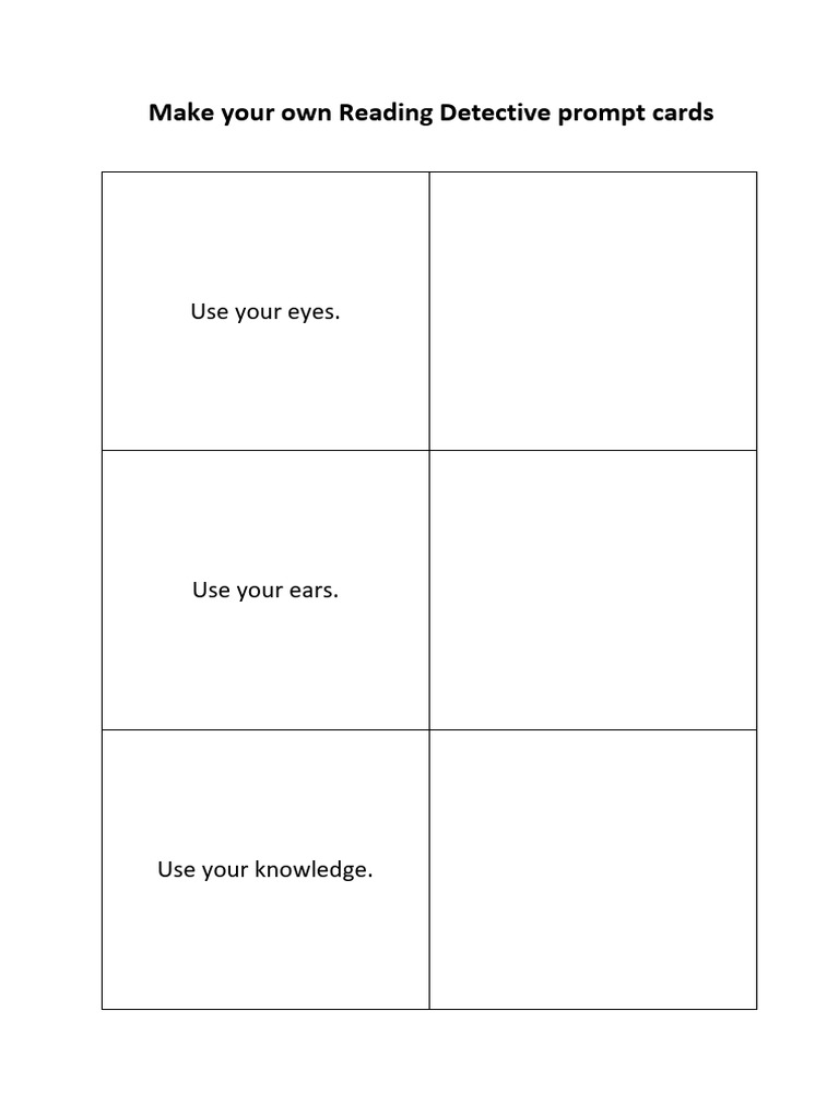 Create Reading Detective Cards | PDF