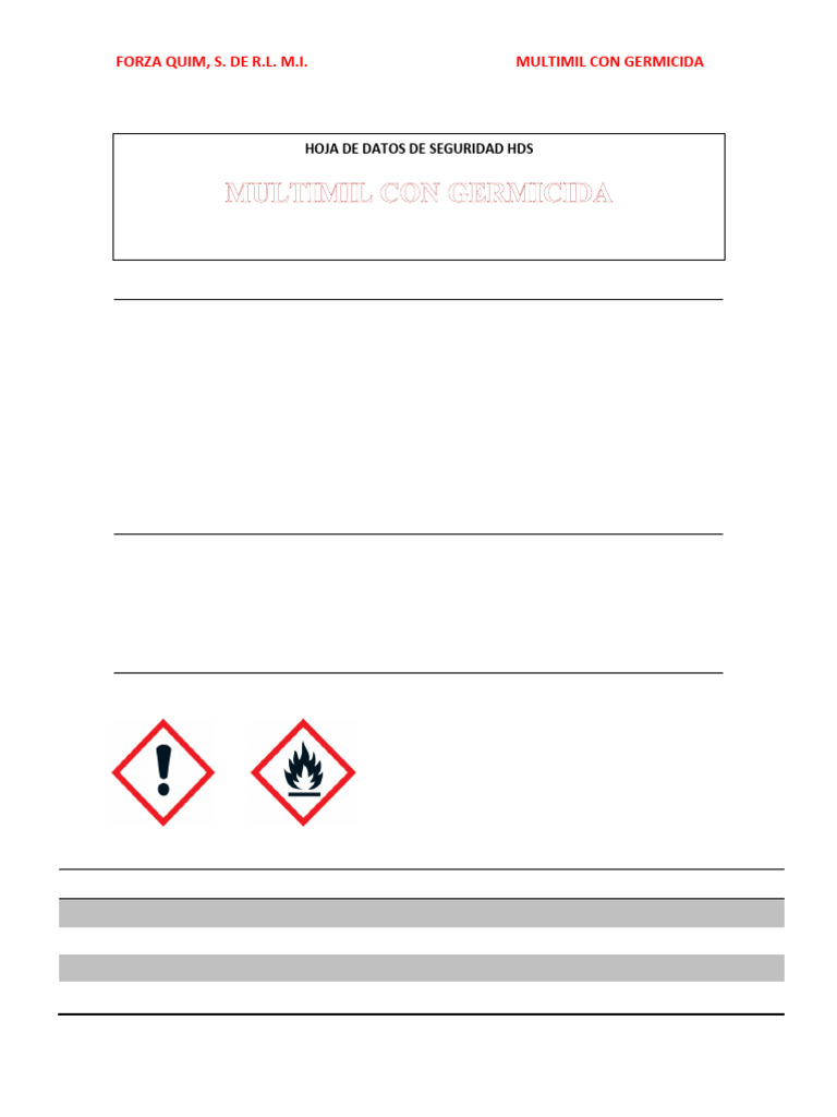 HDS - Multimil Con Germicida Nom | PDF | Agua | Combustión