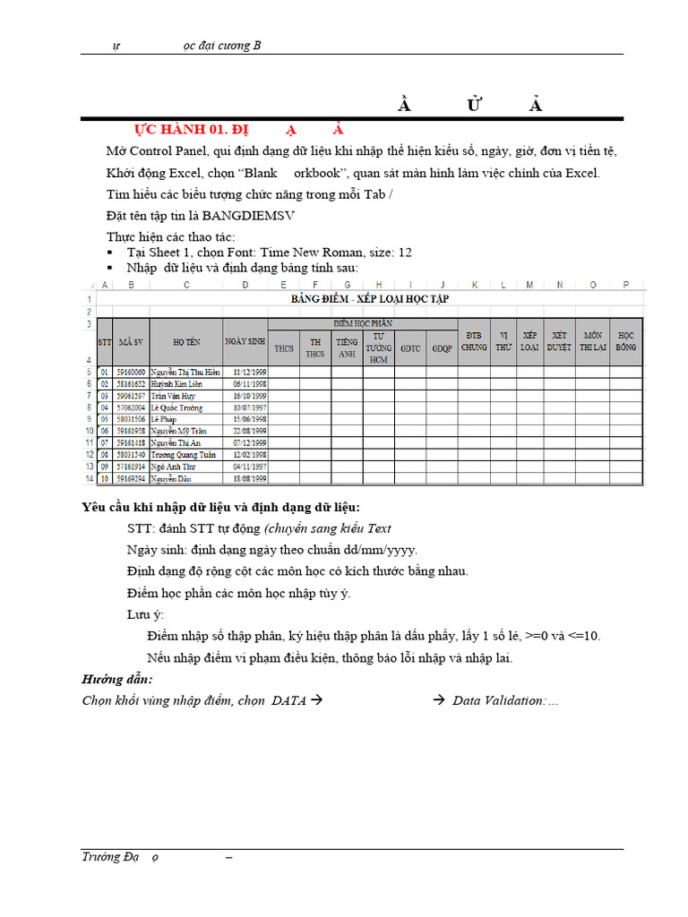 BÃ I Táº P TH - Excel | PDF