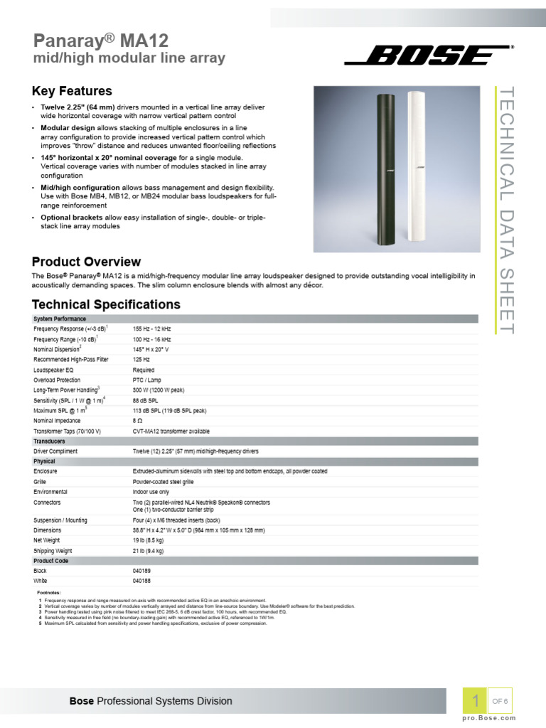 tds_panaray_ma12_modular_line_array_loudspeaker_1 | PDF | Loudspeaker | Sound Production