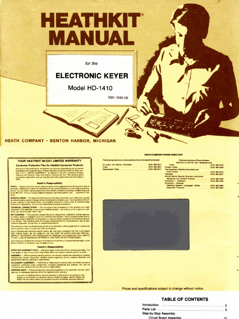 Heathkit HD1410 Keyer Manual | PDF
