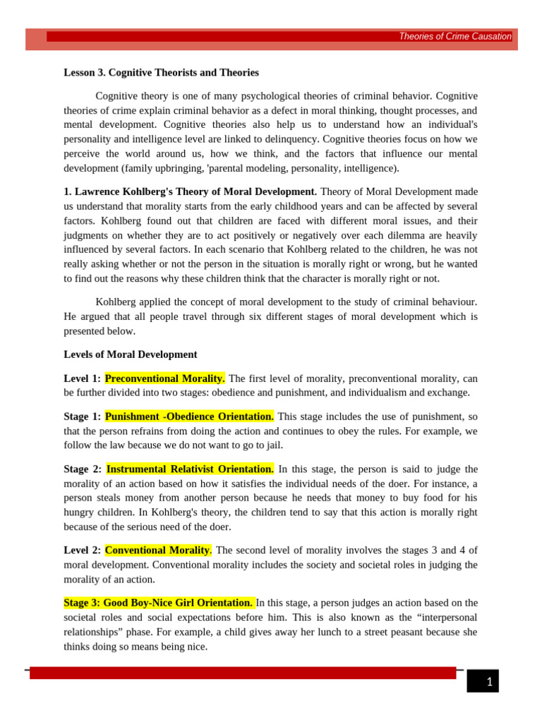 Theories of Crime Causation Chapter 2 Lesson 3 | PDF | Intelligence Quotient | Morality