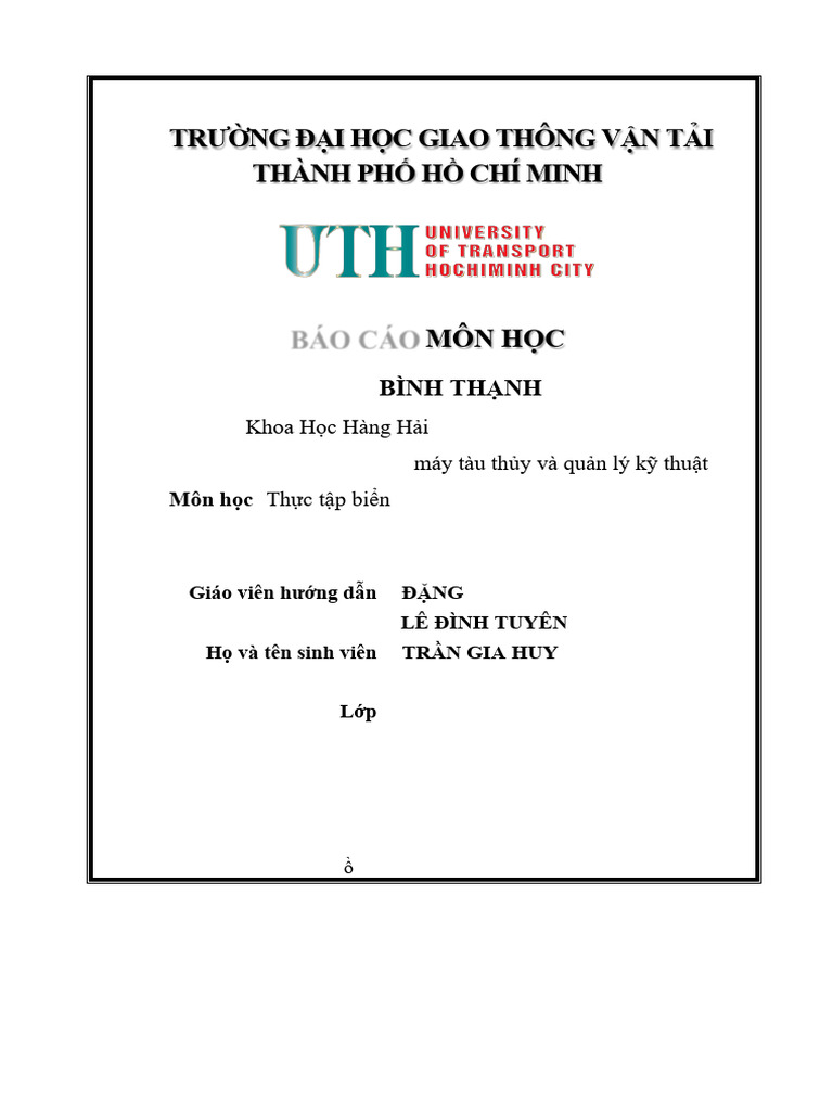 - Tran Gia Huy - MT2301A - Báo Cáo Thực Tập Biển | PDF