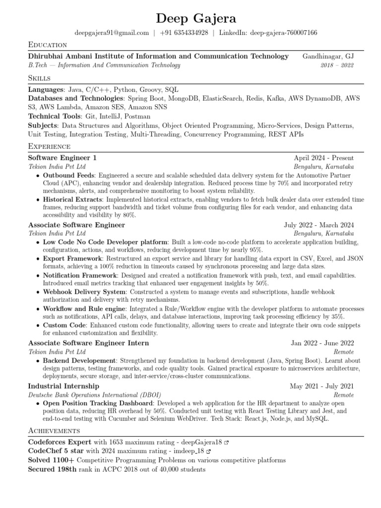 deep_gajera_resume_new | PDF | Selenium (Software) | Computer Programming