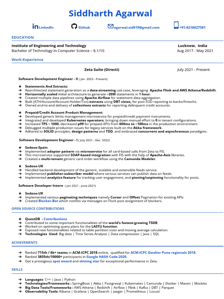 Siddharth Agarwal Resume V1.0.4 | PDF | Software | Software Development