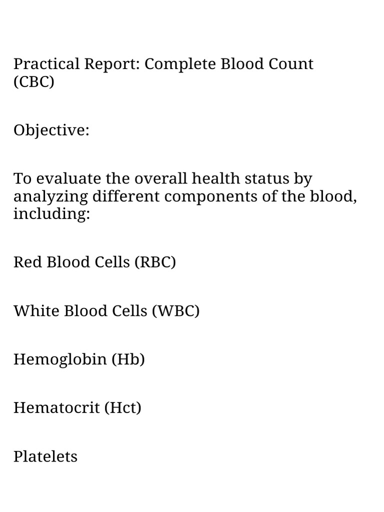 CBC | PDF | White Blood Cell | Diseases And Disorders