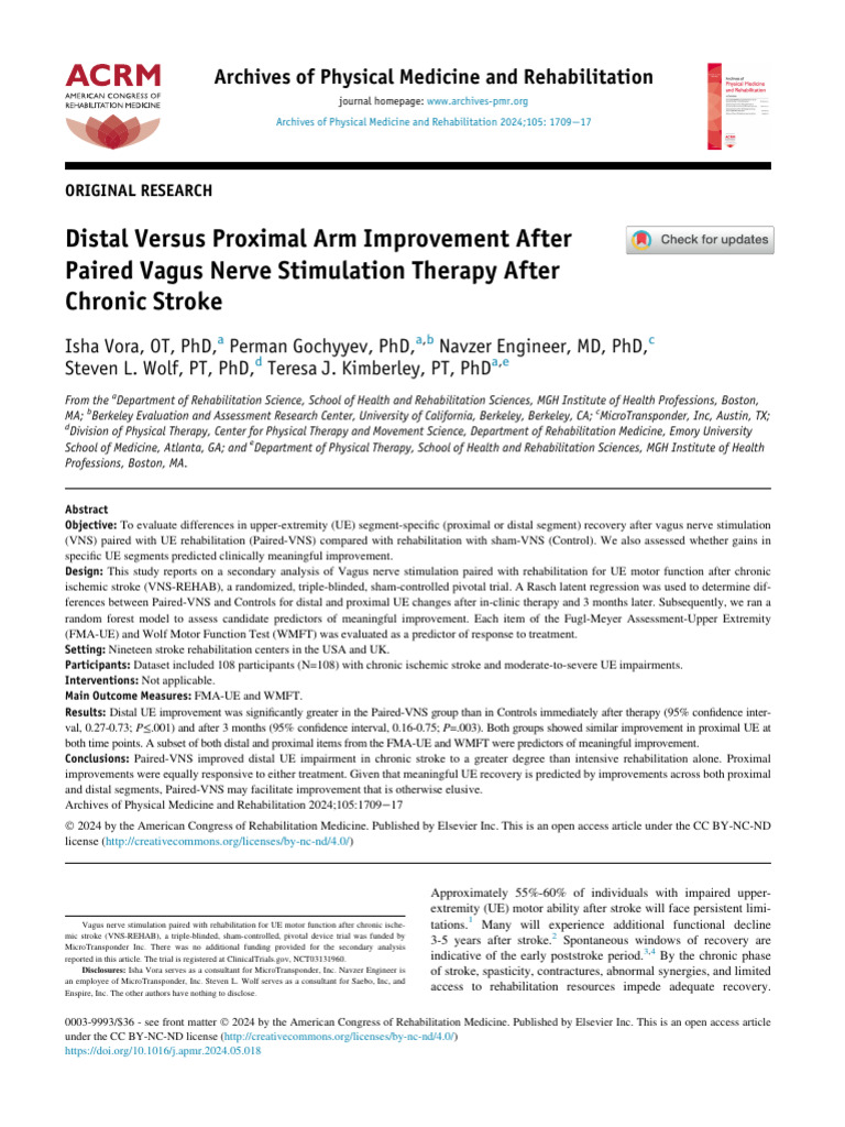 Distal Versus Proximal Arm Improvement After Paire | PDF | Anatomical ...