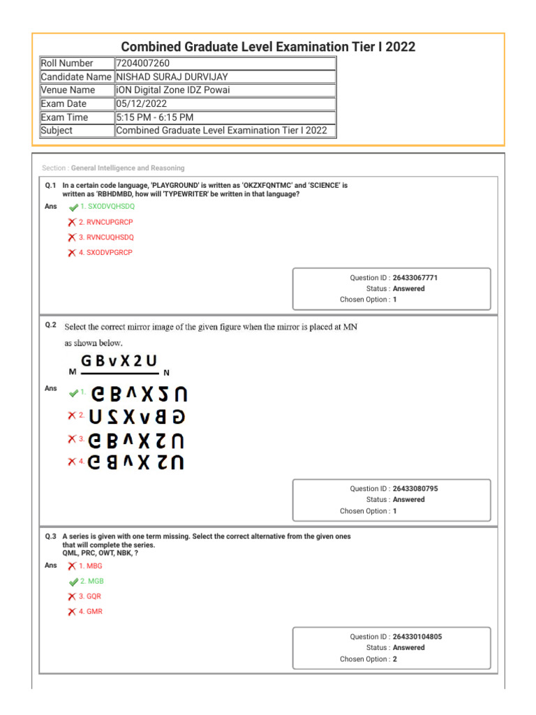 Cgl answer key | PDF | Question | Speed
