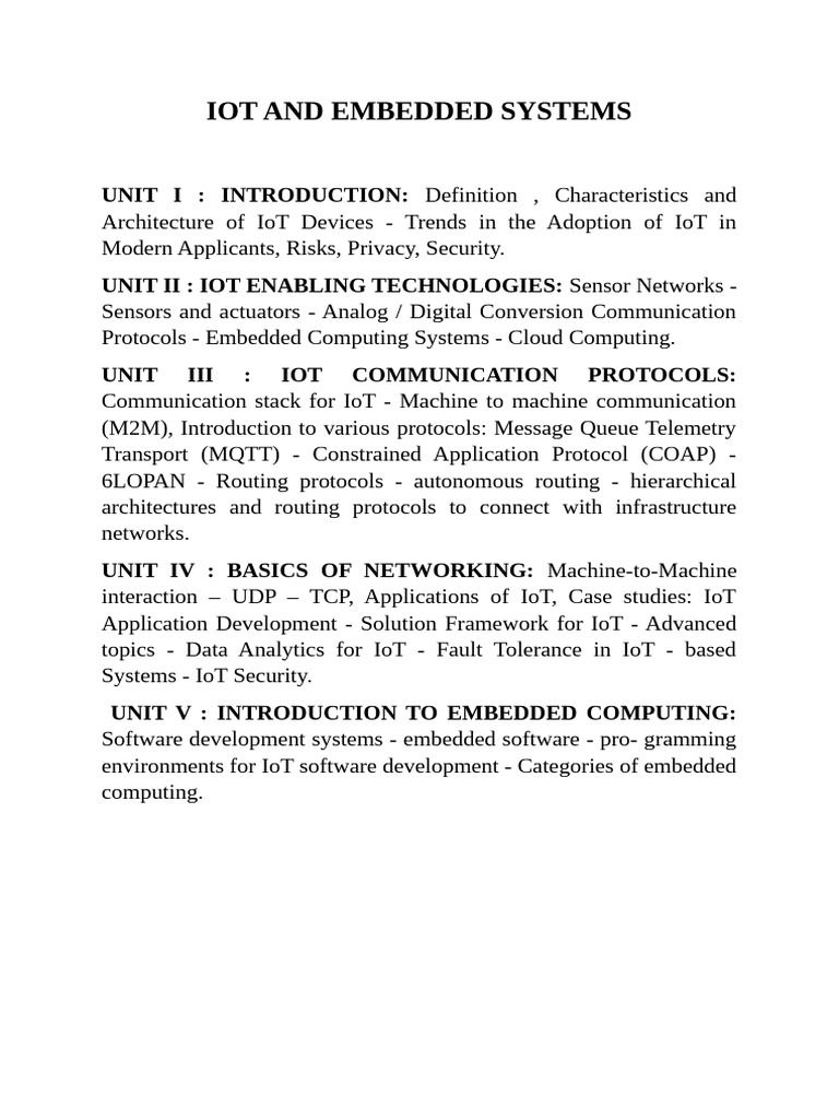 IoT and Embedded Systems | PDF | Internet Of Things | Actuator