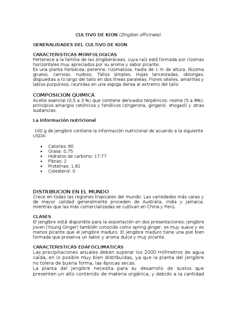 Ficha Tecnica Kion | PDF | Plantas | Alimentos