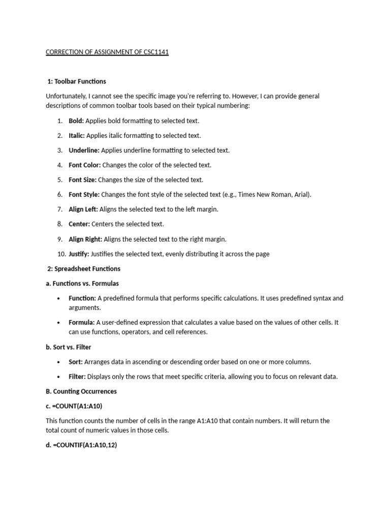 Correction of Assignment of Csc1141 | PDF | Spreadsheet | Computer Programming