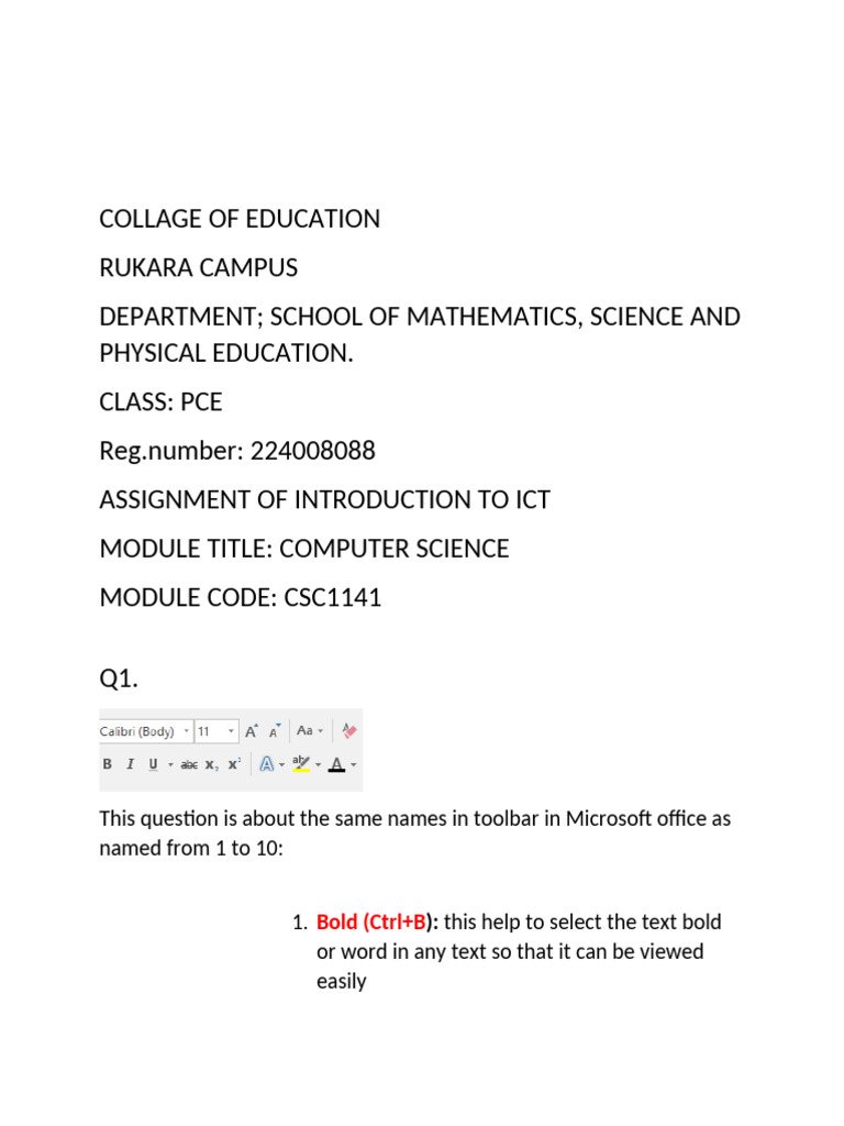 CSC Assignment About On Ms Word by Cy JC | PDF | Spreadsheet | Typography
