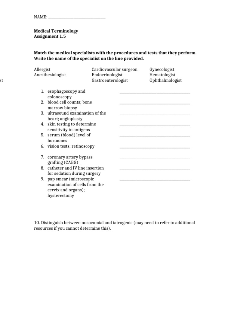 Medical Terminology Assignment 1.5 | PDF | Radiation Therapy | Colorectal Cancer