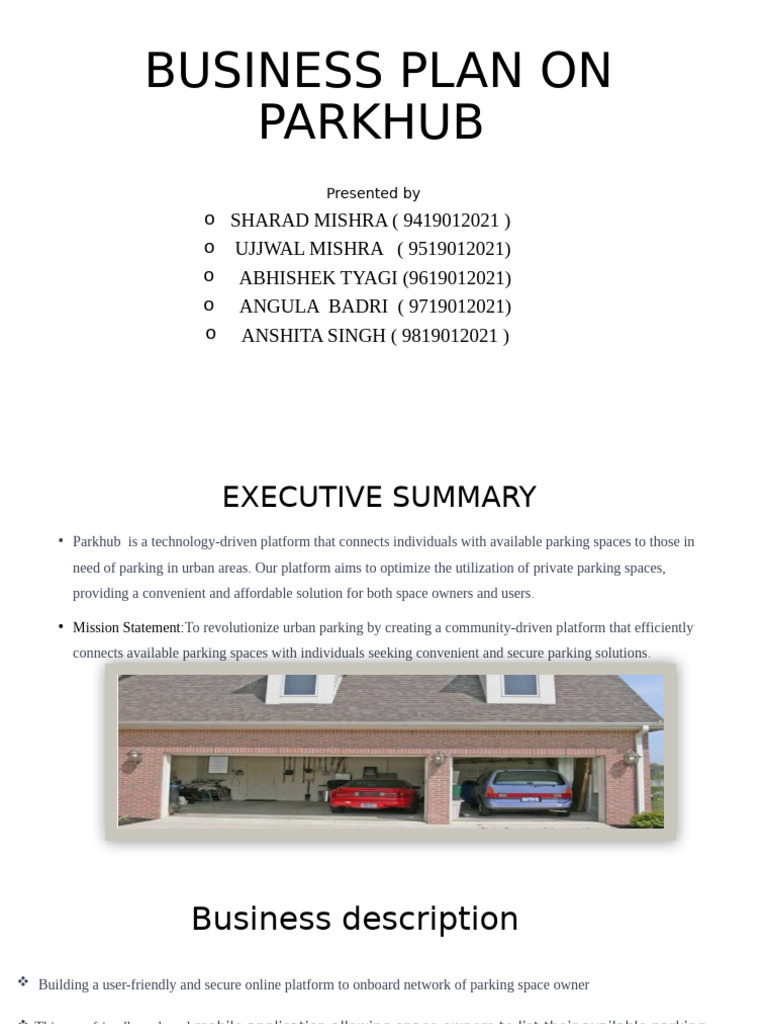 Business Plan On Parkhub | PDF | Parking | Receipt