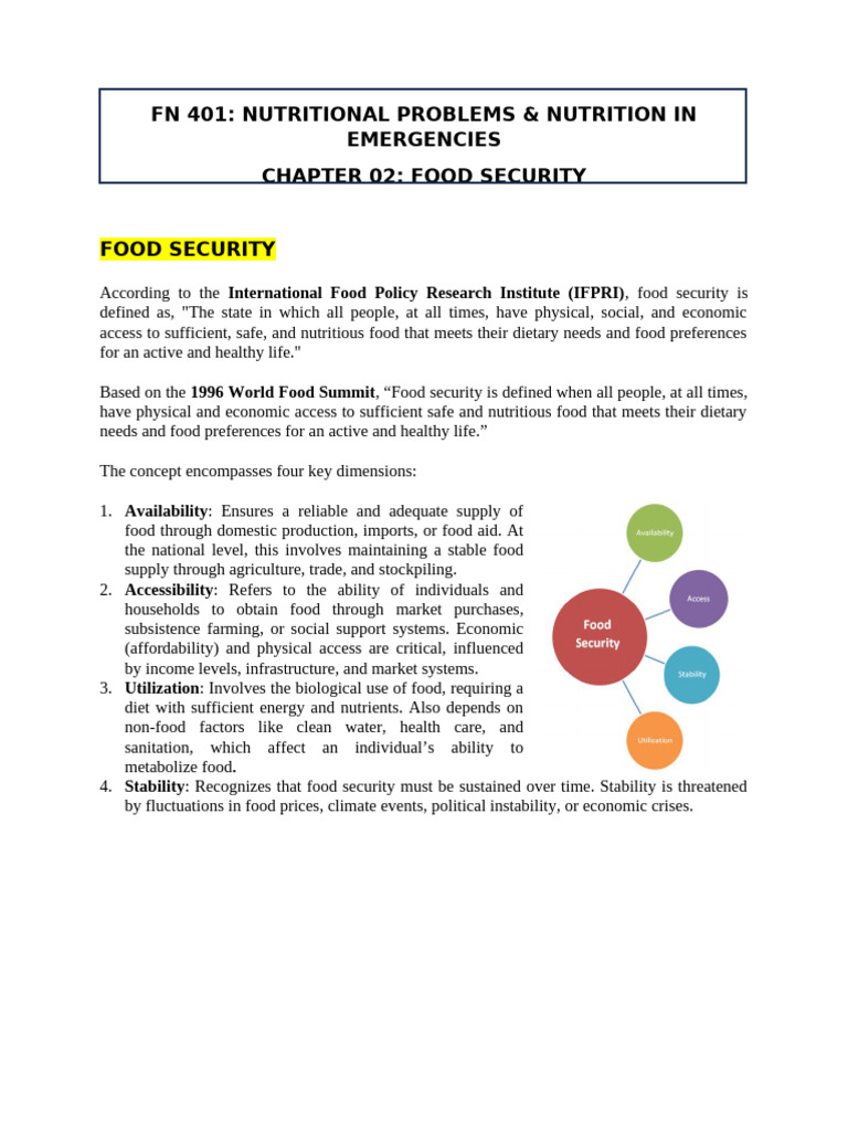 FN 401, Chapter 02, Food Security | PDF | Food Security | Malnutrition