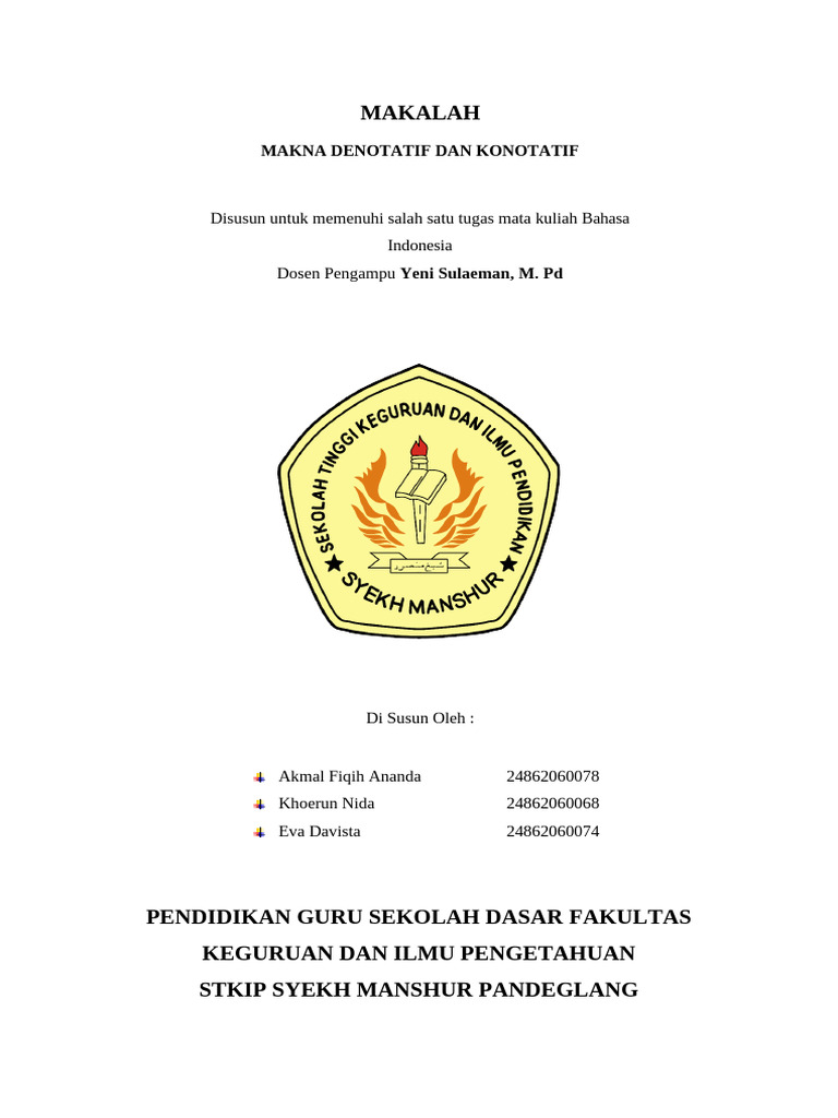 Makalah Makna Denotatif Dan Konotatif | PDF