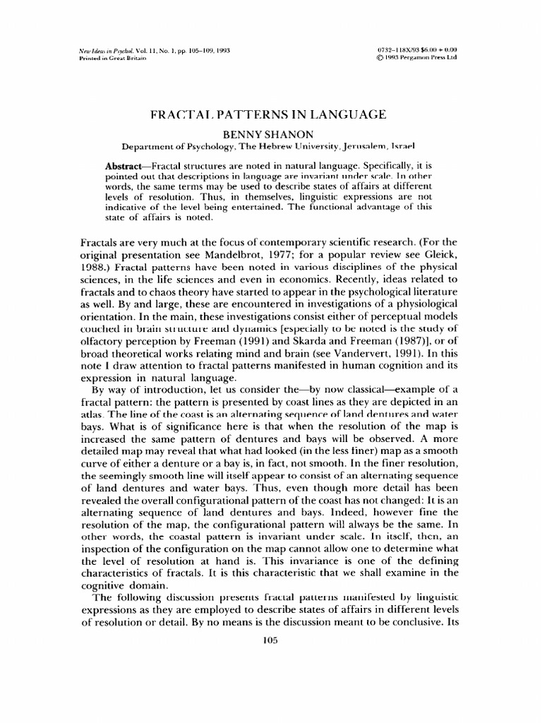 Fractal Patterns in Language | PDF | Fractal | Perception