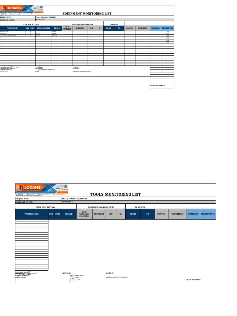 Atgmoh Equipments Tools & Jodans Properties New Form | PDF