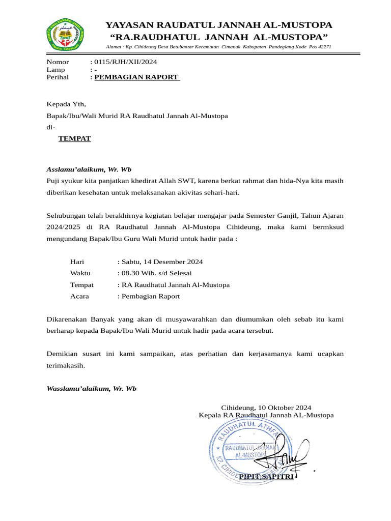 Contoh Surat Undangan Rapat Mda | PDF