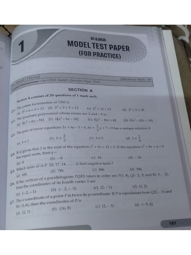 Unsolved Paper 1 | PDF