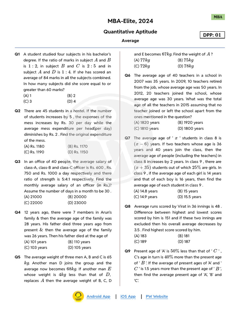 MBA Quantitative Aptitude Questions | PDF | Rocket