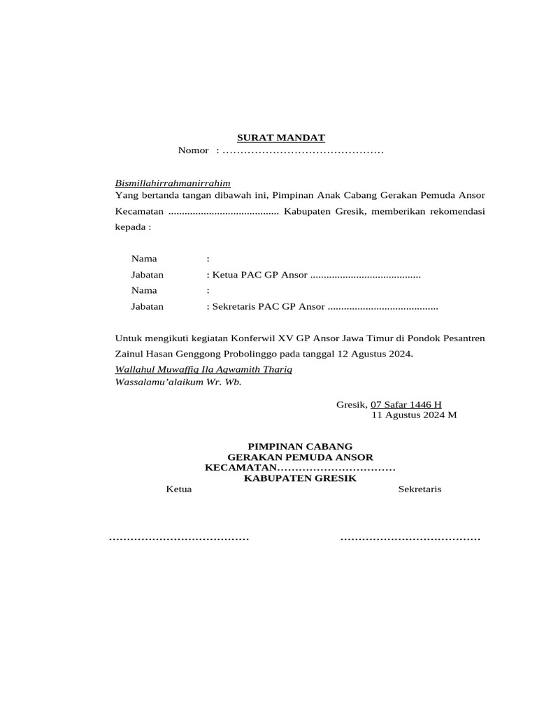 Contoh Surat Mandat | PDF