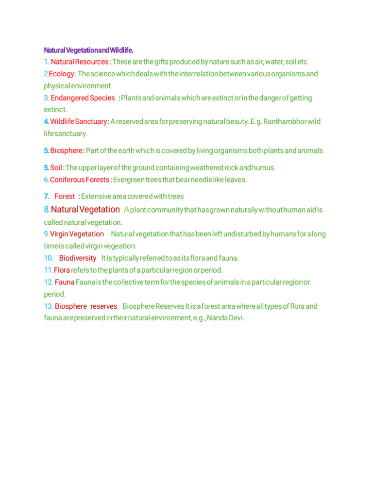 Natural Vegetation Class 9th | PDF