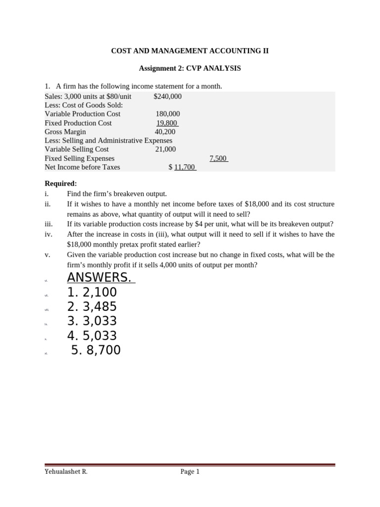 Cost and Management Accounting II Assign | PDF | Business Economics ...