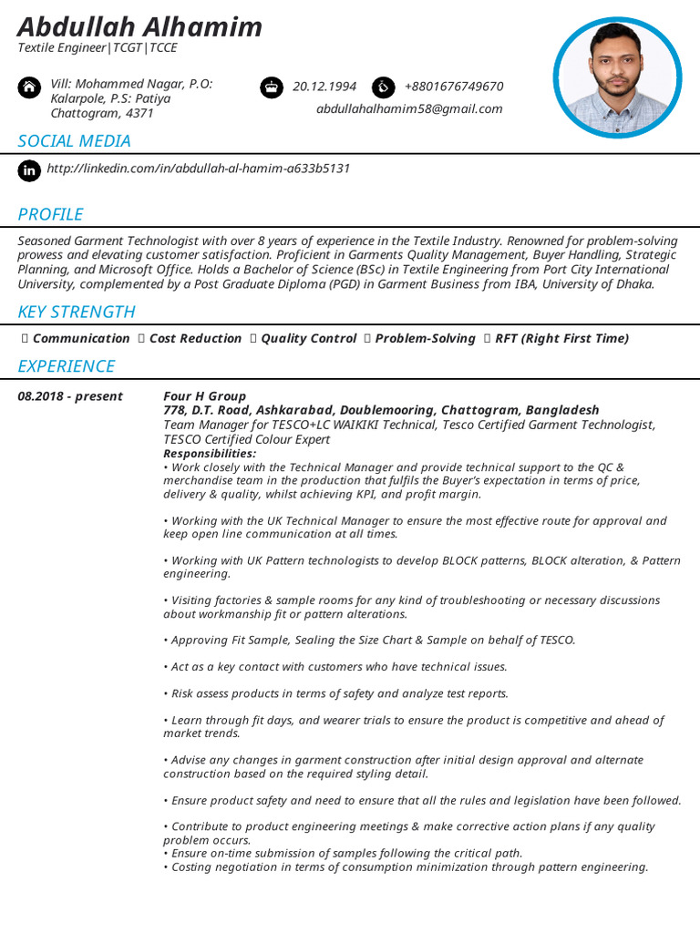 Garment Tech Expertise Profile | PDF | Textiles | Product Lifecycle