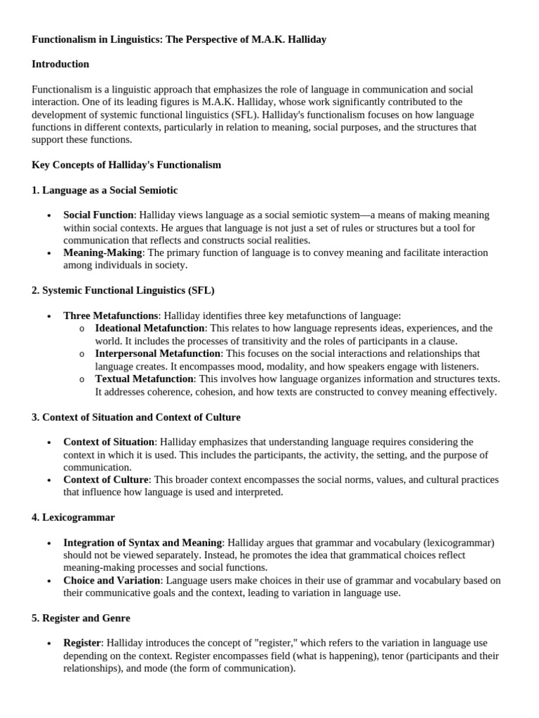 Functionalism in Linguistics | PDF | Communication | Liberal Arts Education Functionalism in Linguistics | PDF | Communication | Liberal Arts Education