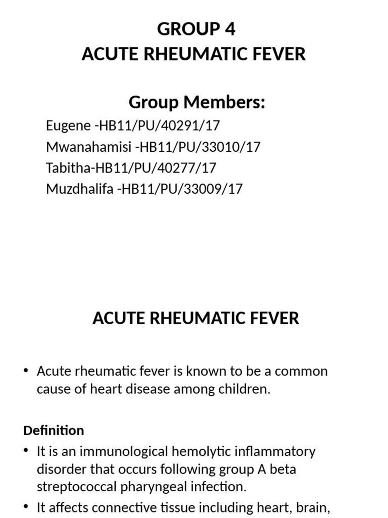 Acute Rheumatic Fever | PDF | Causes Of Death | Medicine