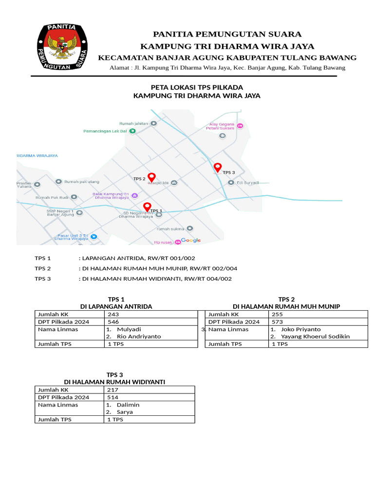 PETA LOKASI TPS PILKADA | PDF