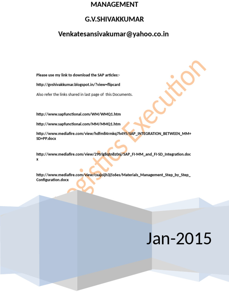 SAP Logistics Execution Overview | PDF | Business | Supply Chain Management