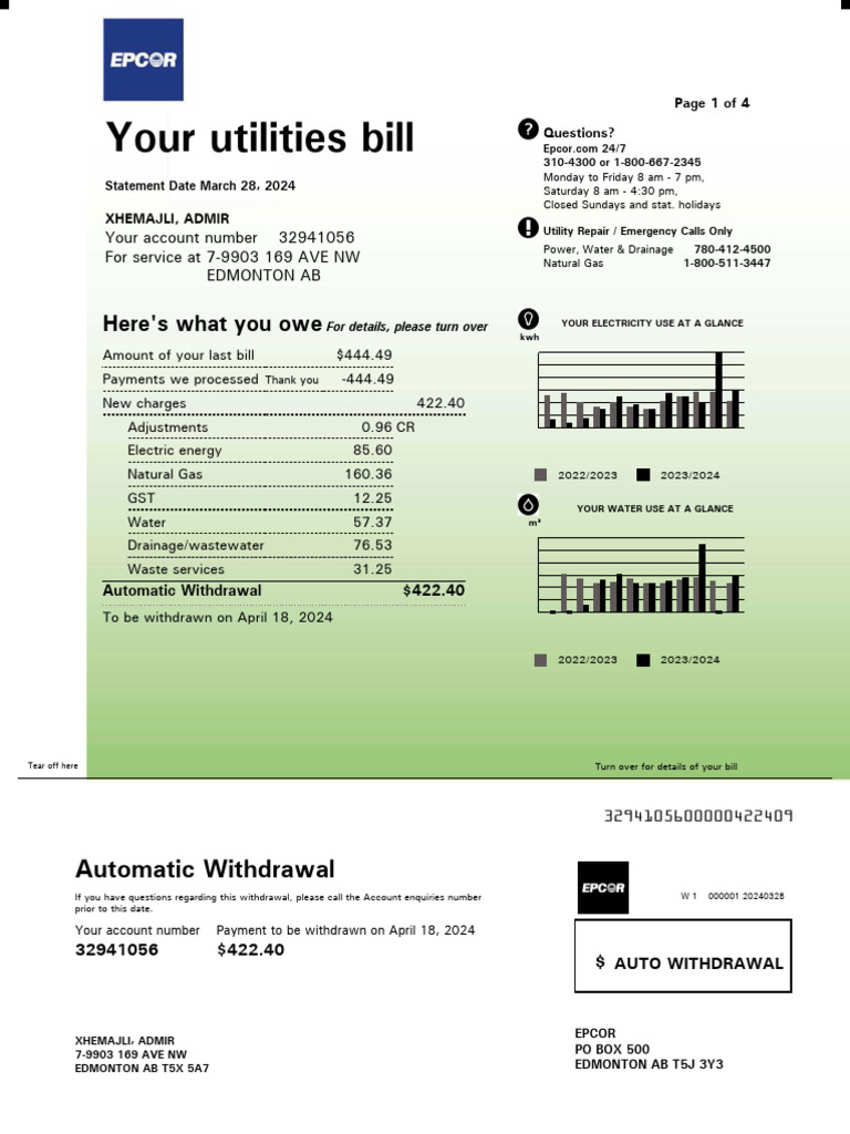 EPCOR - 32941056 - 29 March 2024 | PDF | Fee | Natural Gas