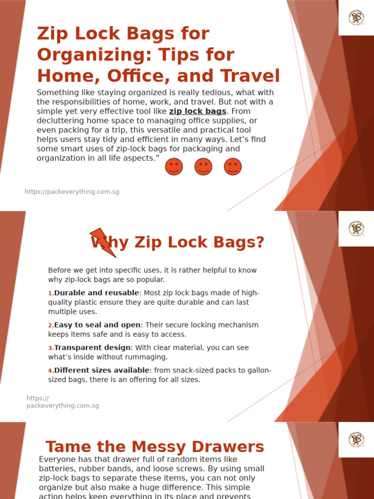 Zip Lock Bags for Organizing - Tips for Home, Office, And Travel | PDF
