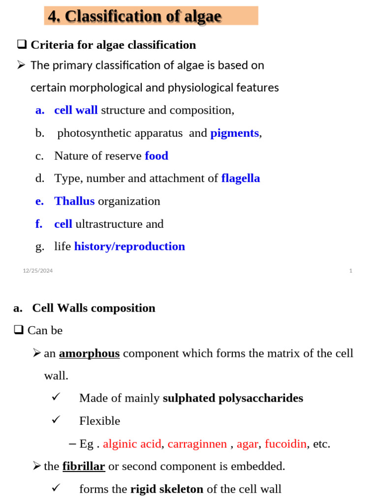 Algae Classification Criteria and Types | PDF | Sexual Reproduction | Algae