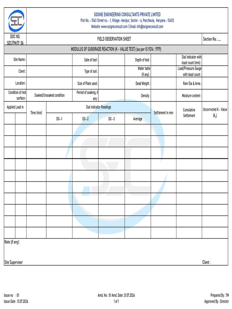 K Value field sheet | PDF | Applied And Interdisciplinary Physics ...