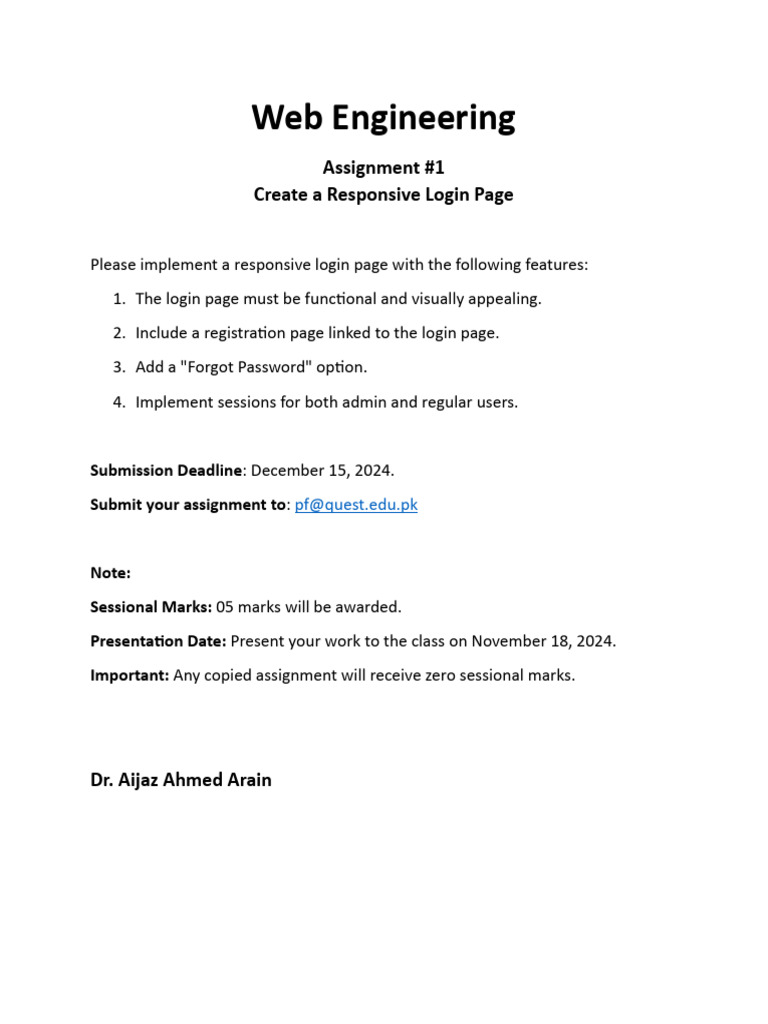 Assignment No 1 Login Page | PDF