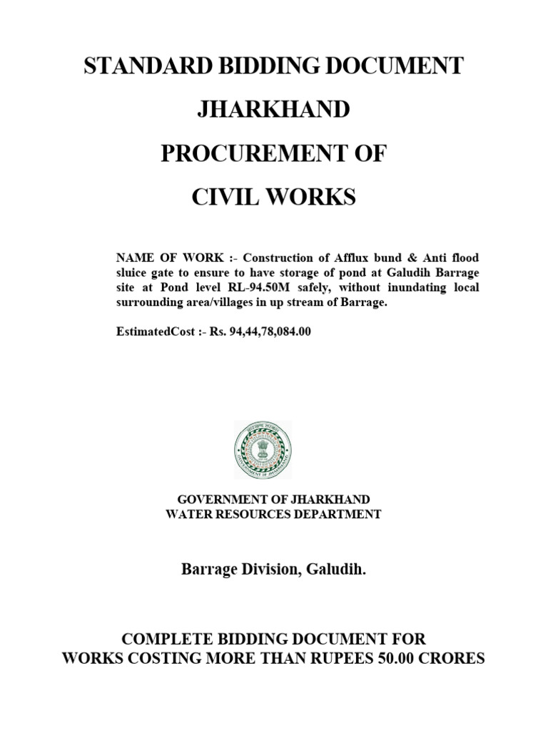 Standard Bidding Document Jharkhand Procurement of Civil Works | PDF ...