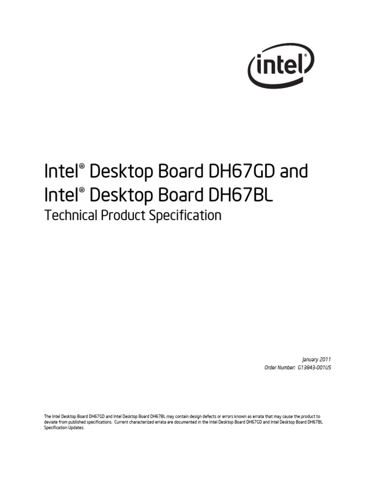 Intel Dh67gd Dh67bl Tech Prod Spec | PDF | Hdmi | Computer Engineering