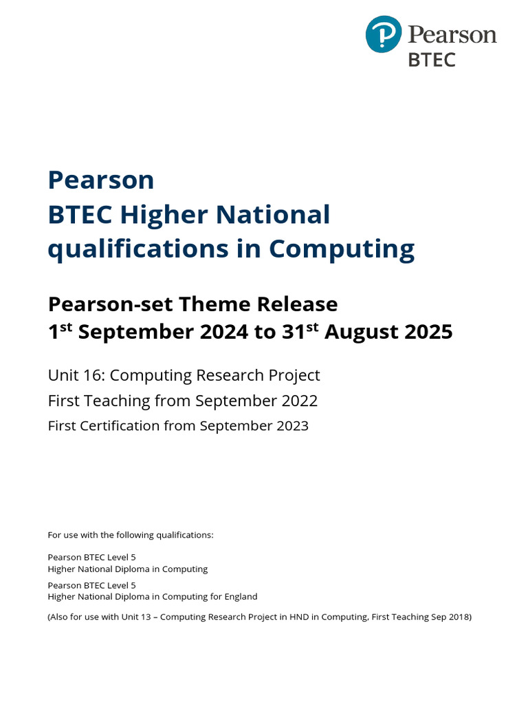 Btec HN Computing L5 Pearson Set Release 2024 25 | PDF | Artificial Intelligence | Intelligence ...