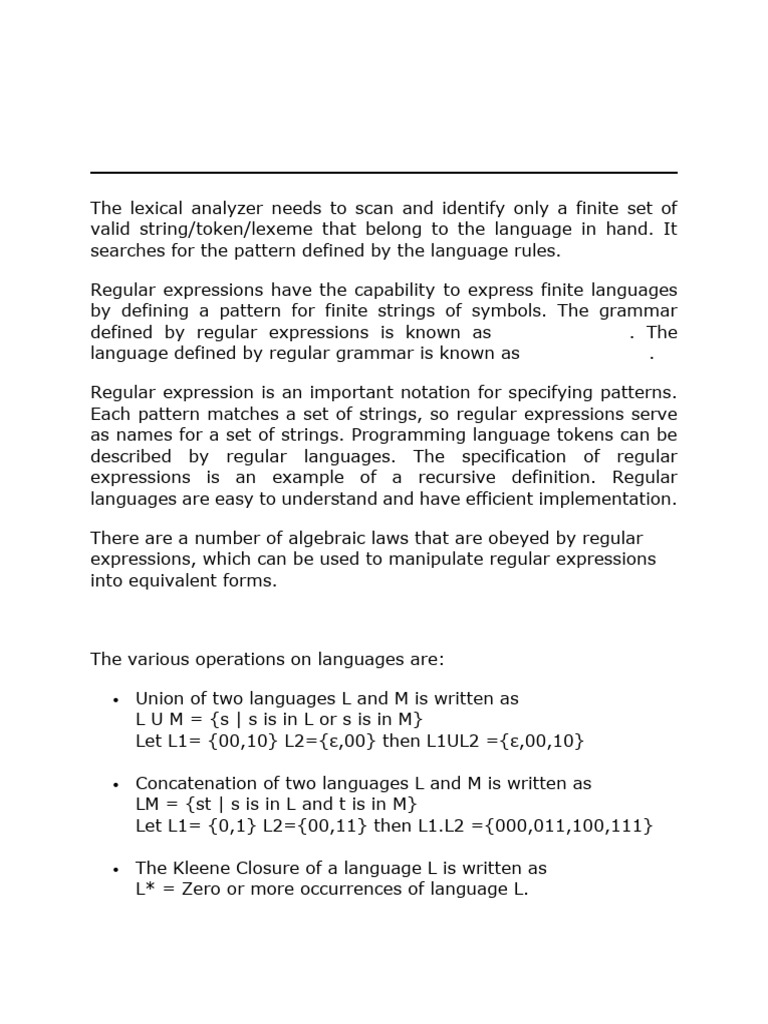 TPL lect 15 - 16 | PDF | Regular Expression | String (Computer Science) TPL lect 15 - 16 | PDF | Regular Expression | String (Computer Science)