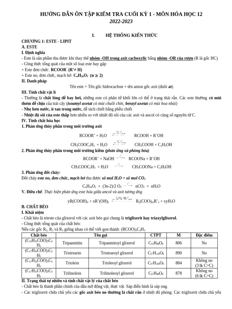 Hoa 12 de Cuong on Tap Kiem Tra Cuoi Ky 122 23 | PDF