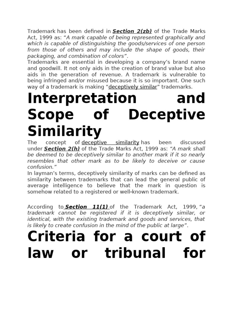 Trademark, similarity and deceptive similarity | PDF | Trademark | Justice