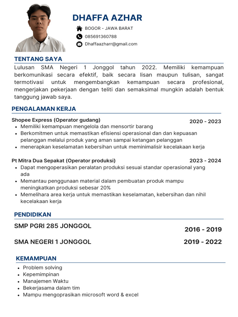 CV Dhaffa Azhar | PDF