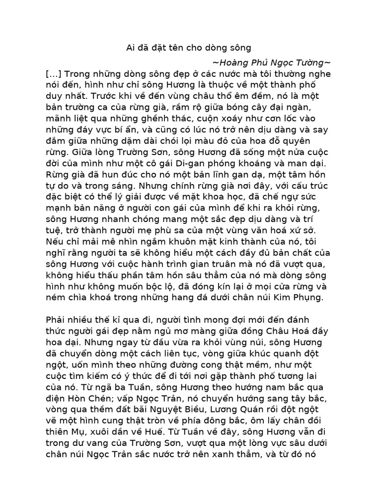 Ai đã đặt tên cho dòng sông + Người lái đò sông đà | PDF