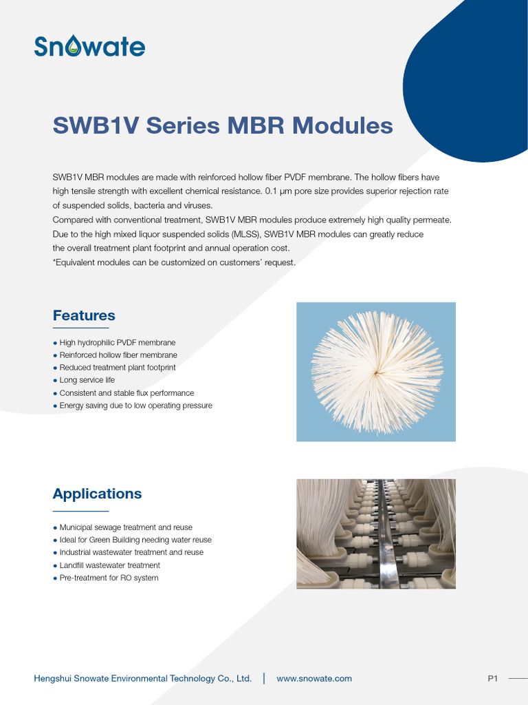 MBR Membrane Data Sheet | PDF | Membrane | Materials