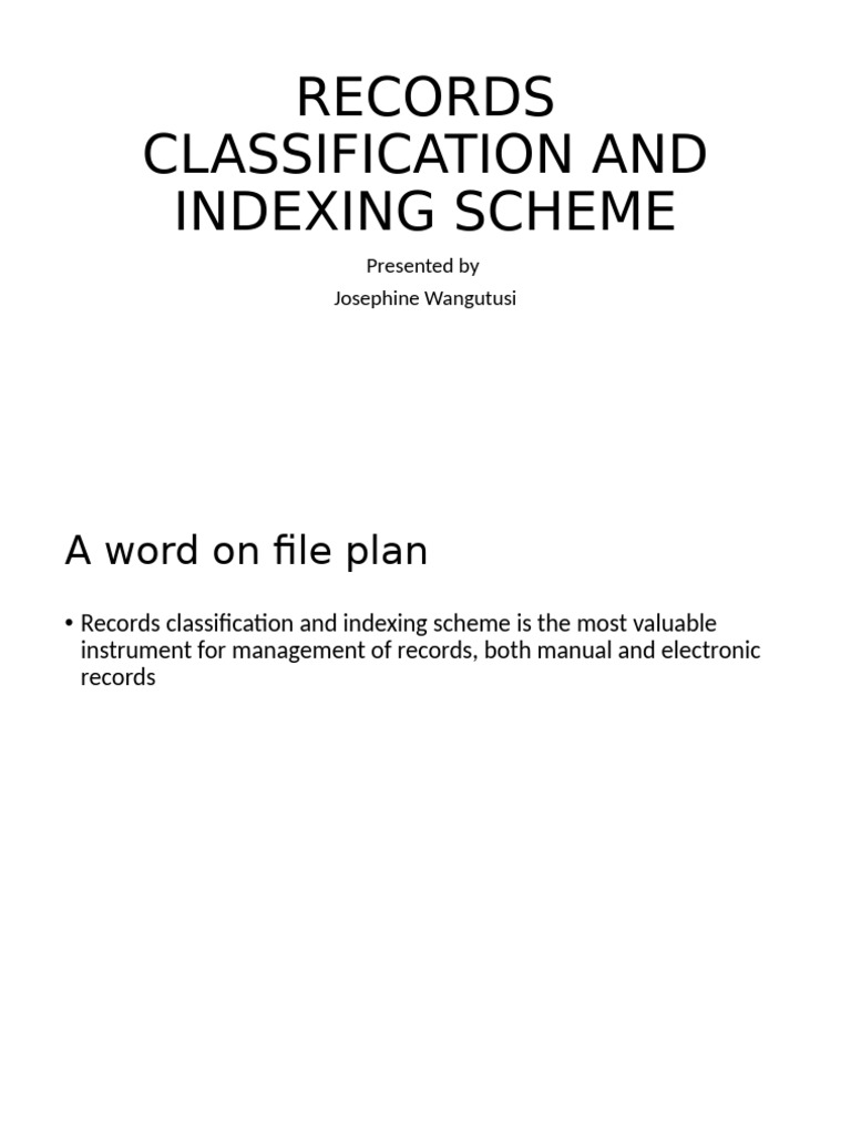 Records Classification and Indexing Scheme | PDF | Business