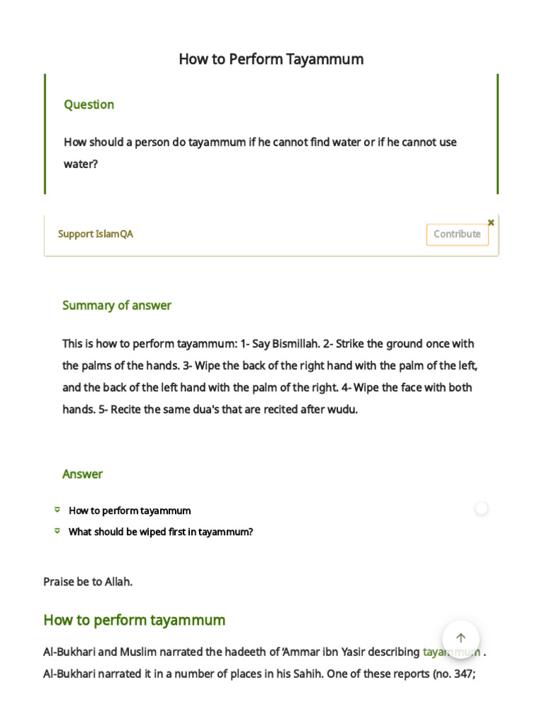 Tayammum Guide for Muslims | PDF | Sharia | Abrahamic Religions